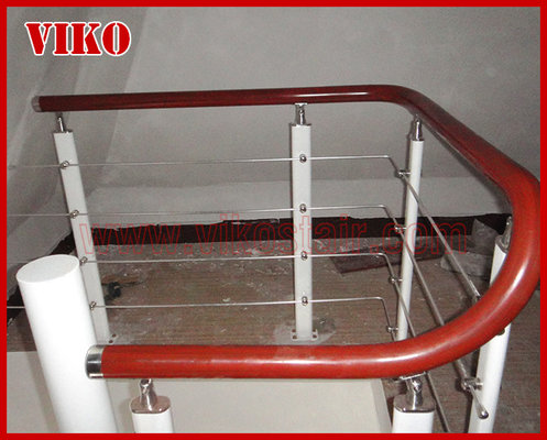 Spiral StaircaseVH16S Tread Beech 304 Stainless Steel  Spiral Stainless Steel Stair Handrail Railing Glass