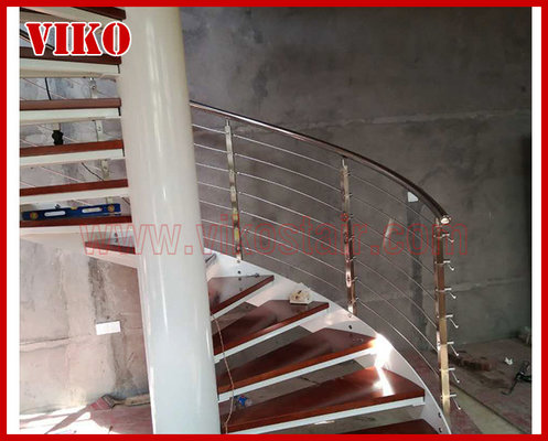 Spiral StaircaseVH17S Tread Beech 304 Stainless Steel  Spiral Stainless Steel Stair Handrail Railing Glass