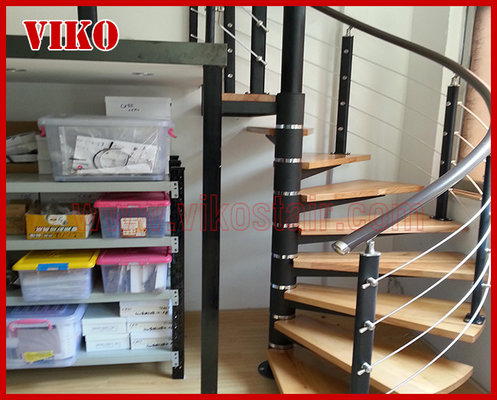 Spiral StaircaseVH19S  Carbon Steel  PVC Tread Beech 304 Stainless Steel   Stainless Steel Stair Handrail Railing Glass