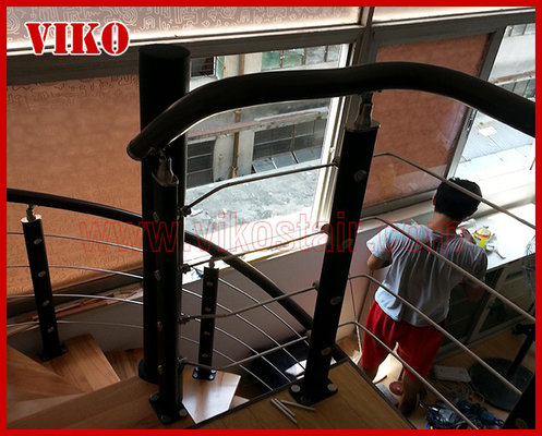 Spiral StaircaseVH19S  Carbon Steel  PVC Tread Beech 304 Stainless Steel   Stainless Steel Stair Handrail Railing Glass