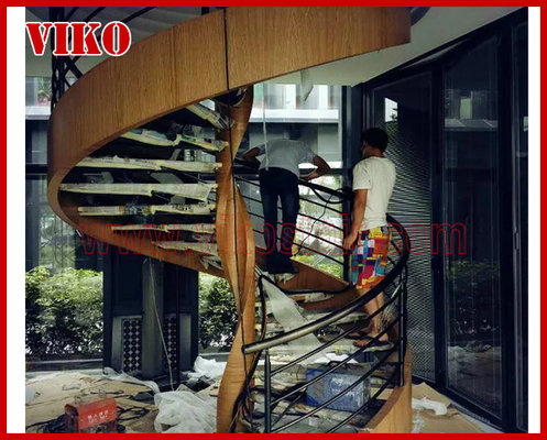 Spiral Staircase VH21S   Aluminum Tread Beech  304 Stainless Steel Stainless Steel Stair  Handrail Railing Glass