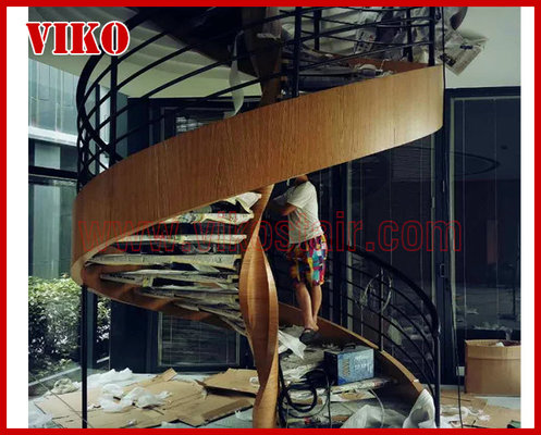 Spiral Staircase VH21S   Aluminum Tread Beech  304 Stainless Steel Stainless Steel Stair  Handrail Railing Glass