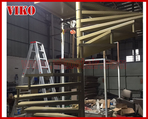 Spiral Staircase VH22S   Aluminum Tread Beech  304 Stainless Steel Stainless Steel Stair  Handrail Railing Glass