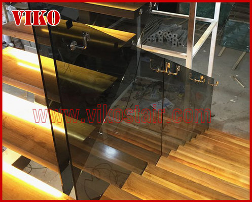 Straight Stringer Staircase VK05S Tempered Glass, 304 Stainless steel glass stainoff,stainless steel handrail