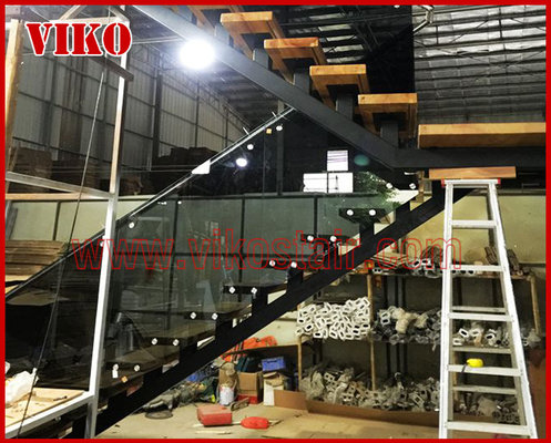 Straight Stringer Staircase VK05S Tempered Glass, 304 Stainless steel glass stainoff,stainless steel handrail