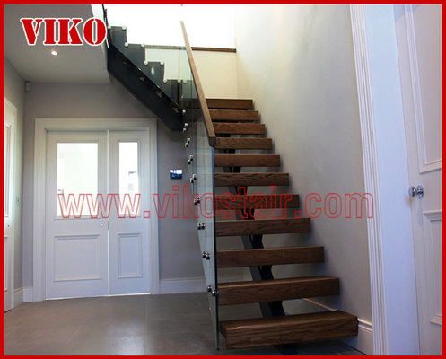Straight Stringer Staircase VK06S  304 Stainless steel glass stainoff,stainless steel handrail,Glass