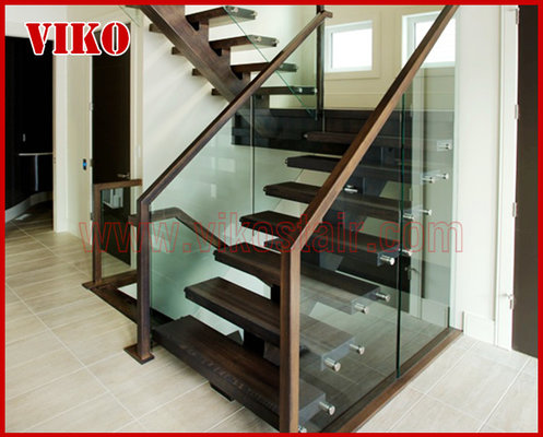 Straight Stringer Staircase VK07S Tempered Glass, 304 Stainless steel glass stainoff,stainless steel handrail