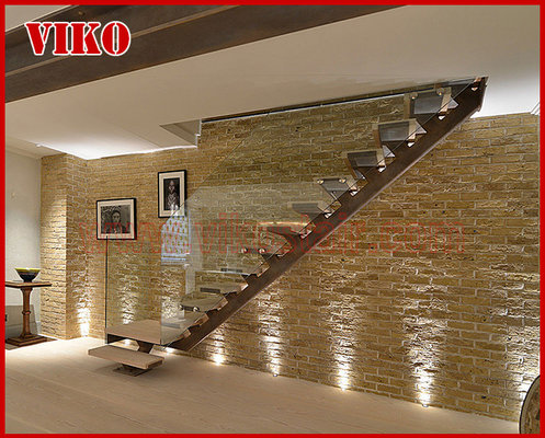 Straight Stringer Staircase VK08S Stainless steel handrail Tempered Glass, 304 Stainless steel glass stainoff,