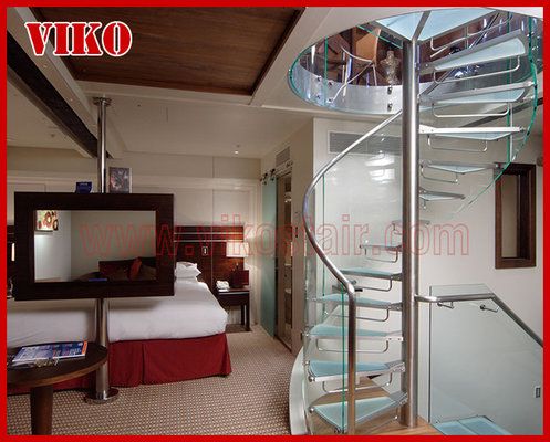 Spiral Staircase VH23S    Tread Tempered glass  304 Stainless Steel Stainless Steel Stair  Handrail Railing Glass