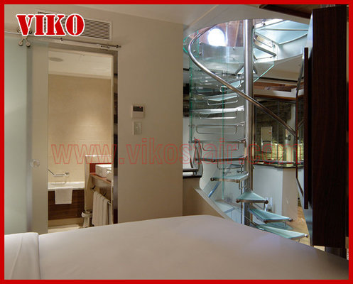 Spiral Staircase VH23S    Tread Tempered glass  304 Stainless Steel Stainless Steel Stair  Handrail Railing Glass