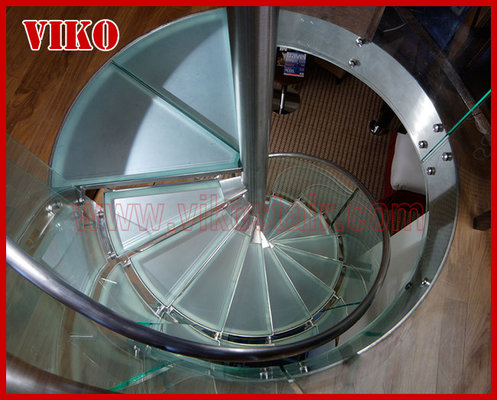 Spiral Staircase VH23S    Tread Tempered glass  304 Stainless Steel Stainless Steel Stair  Handrail Railing Glass