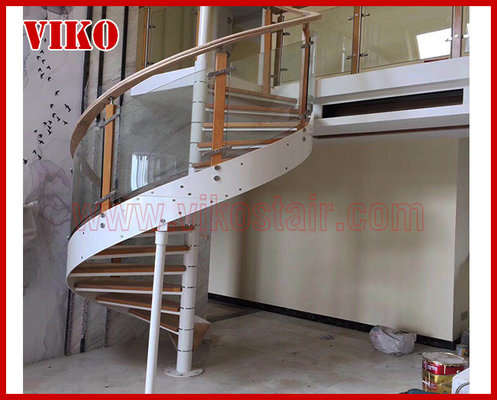 Spiral Staircase VH25S    Tread Beech Tempered glass 304 Stainless Steel Stainless Steel Stair  Handrail Railing Glass