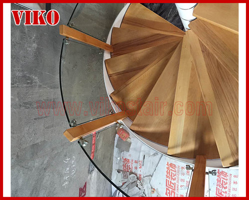 Spiral Staircase VH25S    Tread Beech Tempered glass 304 Stainless Steel Stainless Steel Stair  Handrail Railing Glass