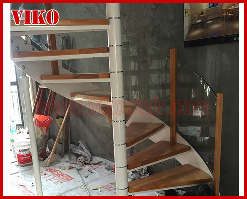 Spiral Staircase VH25S    Tread Beech Tempered glass 304 Stainless Steel Stainless Steel Stair  Handrail Railing Glass