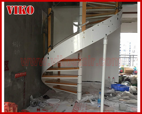 Spiral Staircase VH25S    Tread Beech Tempered glass 304 Stainless Steel Stainless Steel Stair  Handrail Railing Glass