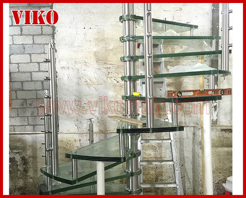 Spiral Staircase VH27S  Handrail304 Stainless Steel Tread Tempered glass  Stainless Steel Stair  Handrail Railing Glass