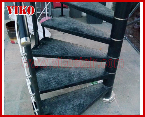 Spiral StaircaseVH29S  Spiral Stainless Steel Stair Tread Beech Curved Glass Handrail 304 Stainless Steel
