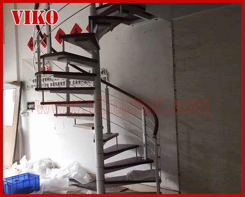 Spiral StaircaseVH30S Aluminum  Spiral Stainless Steel Stair Tread Beech Curved Glass Handrail 304 Stainless Steel