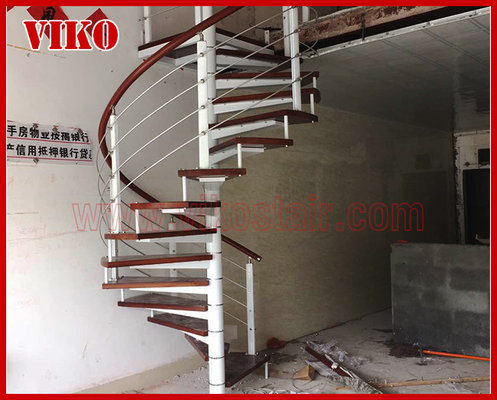 Spiral StaircaseVH30S Aluminum  Spiral Stainless Steel Stair Tread Beech Curved Glass Handrail 304 Stainless Steel