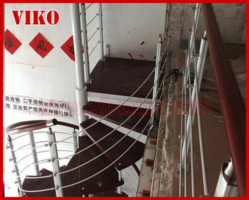 Spiral StaircaseVH30S Aluminum  Spiral Stainless Steel Stair Tread Beech Curved Glass Handrail 304 Stainless Steel