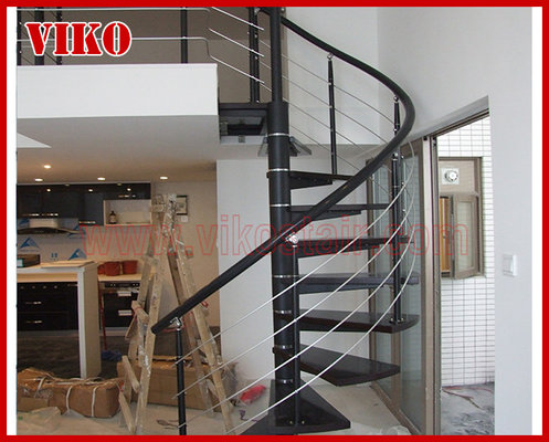 Spiral StaircaseVH31S Tread Beech Aluminum  Spiral Stainless Steel Stair  Curved Glass Handrail 304 Stainless Steel