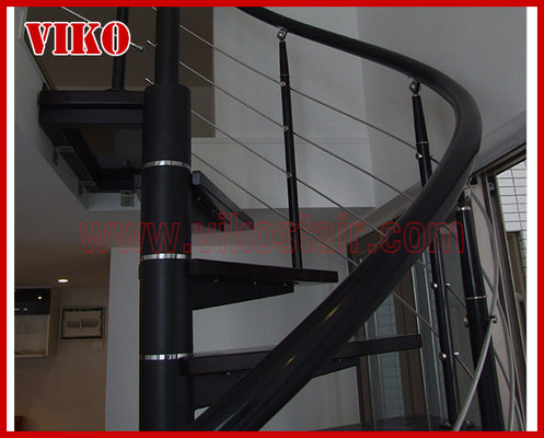 Spiral StaircaseVH31S Tread Beech Aluminum  Spiral Stainless Steel Stair  Curved Glass Handrail 304 Stainless Steel