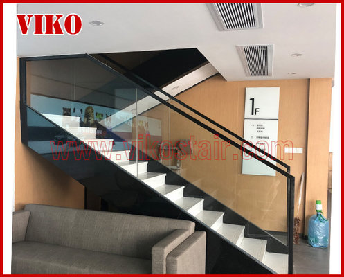Double Steel Plate Staircase VK14S Railing tempered glass, Handrail b eech Stringer,carbon s
