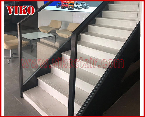 Double Steel Plate Staircase VK14S Railing tempered glass, Handrail b eech Stringer,carbon s