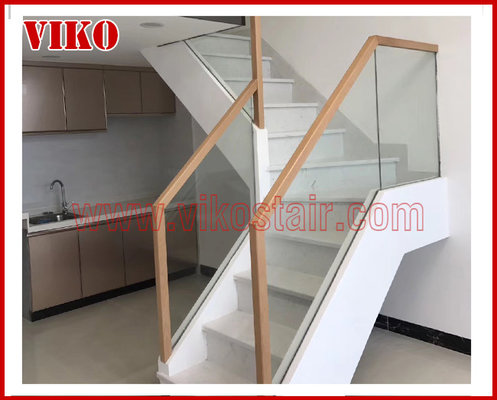 Double Steel Plate Staircase VK17S ,Railing tempered glass, Handrail b eech Stringer,carbon s