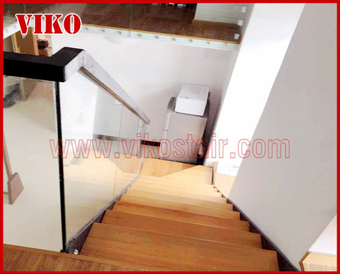 Double Steel Plate Staircase VK18S ,Railing tempered glass, Handrail b eech Stringer,carbon s
