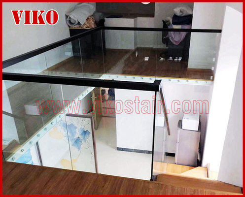 Double Steel Plate Staircase VK18S ,Railing tempered glass, Handrail b eech Stringer,carbon s