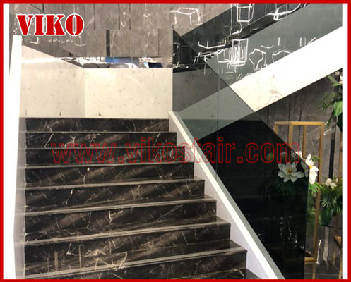 Double Steel Plate Staircase VK15S Railing tempered glass, Handrail b eech Stringer,carbon s