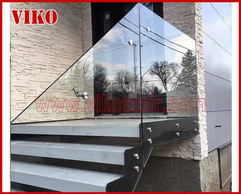 Double Steel Plate Staircase VK22S Railing tempered glass,  Stringer,carbon 304 Stainless Steel