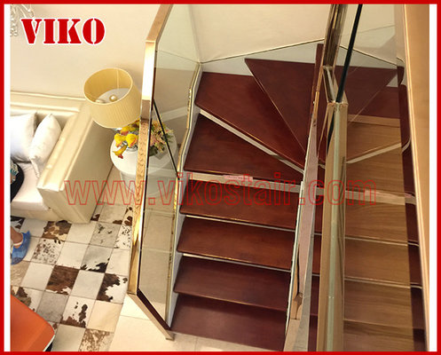 Double Steel Plate Staircase VK23S Railing tempered glass,  Stringer,carbon 304 Stainless Steel