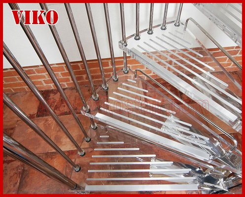 Spiral StaircaseVH33S Tread Glass Aluminum  Baluster  Stair Curved Glass Handrail 304 Stainless Steel