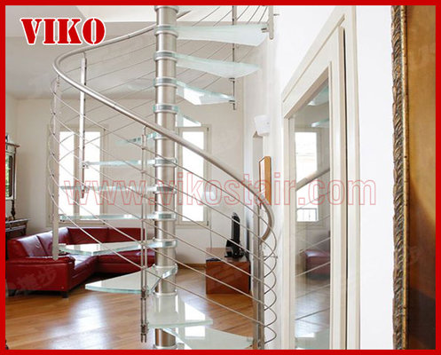 Spiral StaircaseVH34S Tread Glass Aluminum  Baluster  Stair Curved Glass Handrail 304 Stainless Steel 12mm Glass