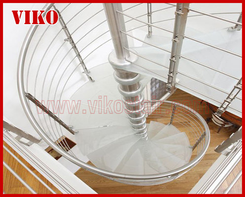 Spiral StaircaseVH34S Tread Glass Aluminum  Baluster  Stair Curved Glass Handrail 304 Stainless Steel 12mm Glass