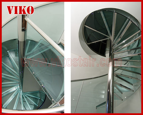 Spiral StaircaseVH35S Glass Railing Tread Glass Aluminum Stair Curved Glass Handrail 304 Stainless Steel 12mm Glass