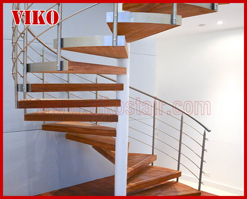 Spiral StaircaseVH36S  Tread Beech Aluminum Stair Curved Glass Handrail 304 Stainless Steel 12mm Glass