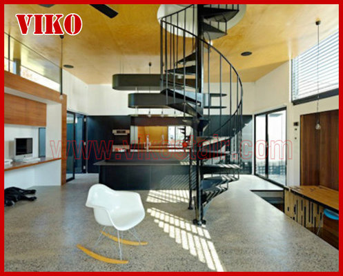 Spiral StaircaseVH37S  Tread Stainless Steel Aluminum Stair Curved Glass Handrail 304 Stainless Steel 12mm Glass