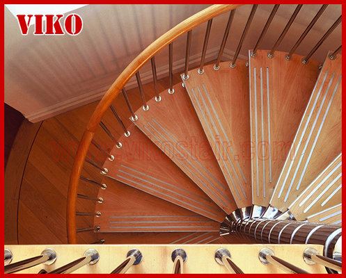 Spiral StaircaseVH39S Tread Beech  Aluminum  Baluster  Stair Curved Glass Handrail 304 Stainless Steel