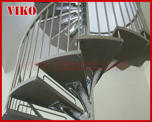 Spiral StaircaseVH40S Tread Beech  Aluminum 304 Stainless Ste  Baluster  Stair Curved Glass Handrail 304 Stainless Steel