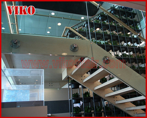 Double Steel Plate Staircase VK25S ,Beech Tread,Carbon Steel Stringer,Stainless Steel,Power Coated,Wooden