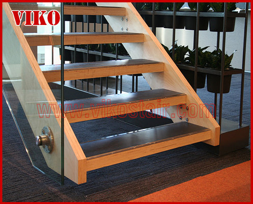 Double Steel Plate Staircase VK25S ,Beech Tread,Carbon Steel Stringer,Stainless Steel,Power Coated,Wooden