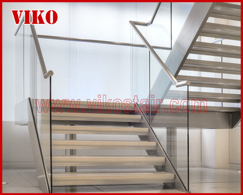 Double Steel Plate Staircase VK26S ,Carbon Steel Stringer,Stainless Steel,Power Coated,Beech Tread, Wooden