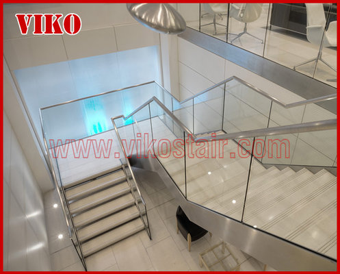 Double Steel Plate Staircase VK26S ,Carbon Steel Stringer,Stainless Steel,Power Coated,Beech Tread, Wooden