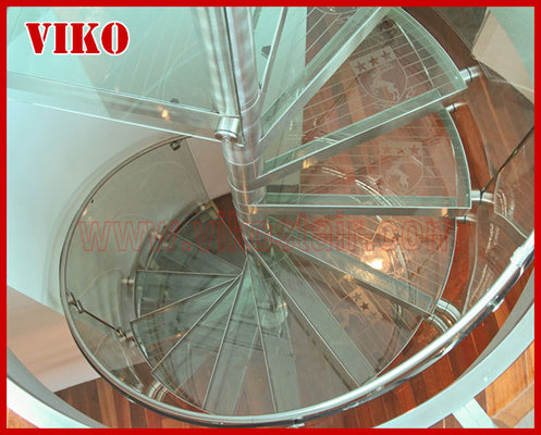 Spiral StaircaseVH43S Tread Tempered glass Aluminum Baluster Glass Handrail 304 Stainless Steel
