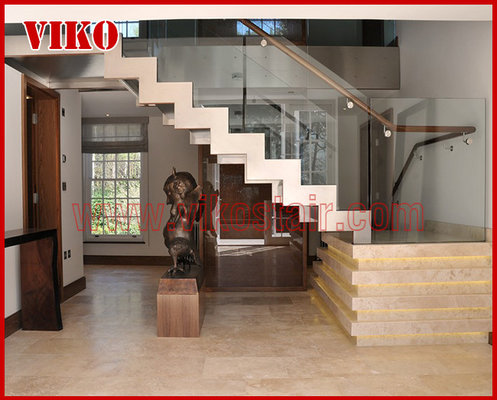 Double Steel Plate Staircase VK31S Stainless Steel, Power Coated,，Wooden ，Beech Tread , Carbon Steel Stringer,