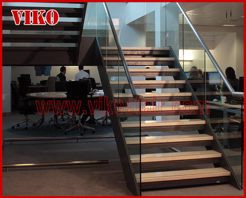 Double Steel Plate Staircase VK32S Stainless Steel, Power Coated,，Wooden ，Beech Tread , Carbon Steel Stringer,