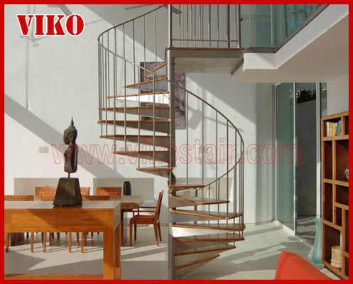 Spiral StaircaseVH44S Tread BeechAluminum Baluster Glass Handrail 304 Stainless Steel Carbon Steel 	Powder-coated
